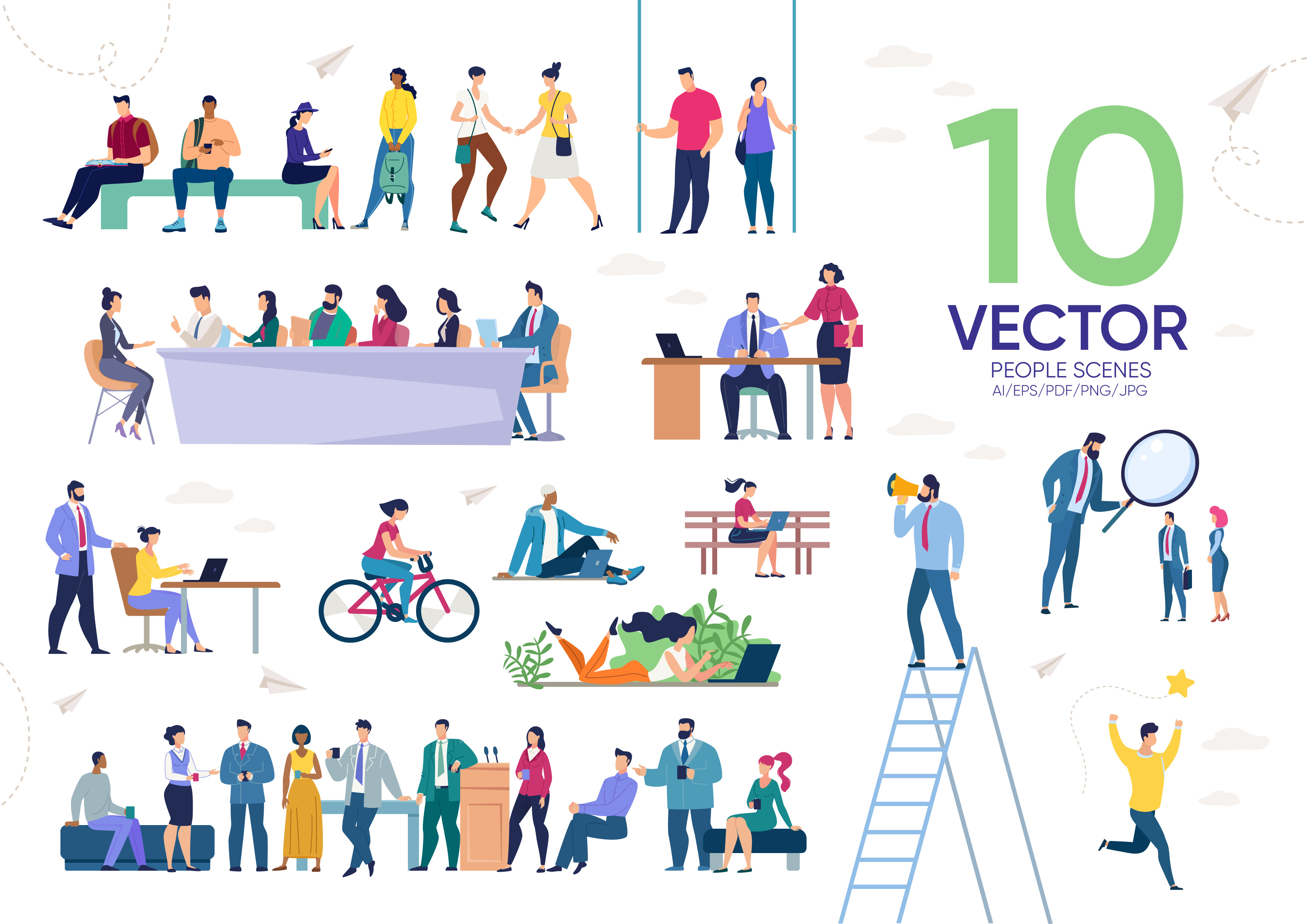 People Scenes Flat Collection, a Person Illustration by Tera Vector