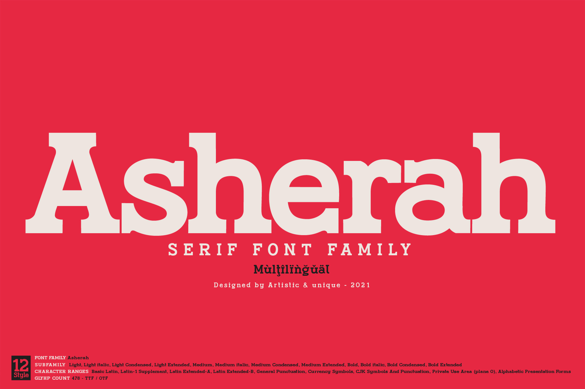 Asherah - Serif font family - 12 style