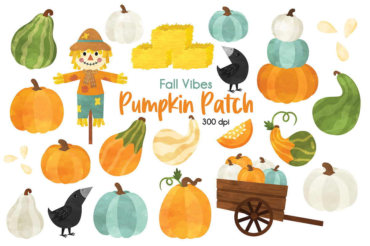 Pumpkin Patch clipart bundle, an Illustration by SugarPickle Clip Art