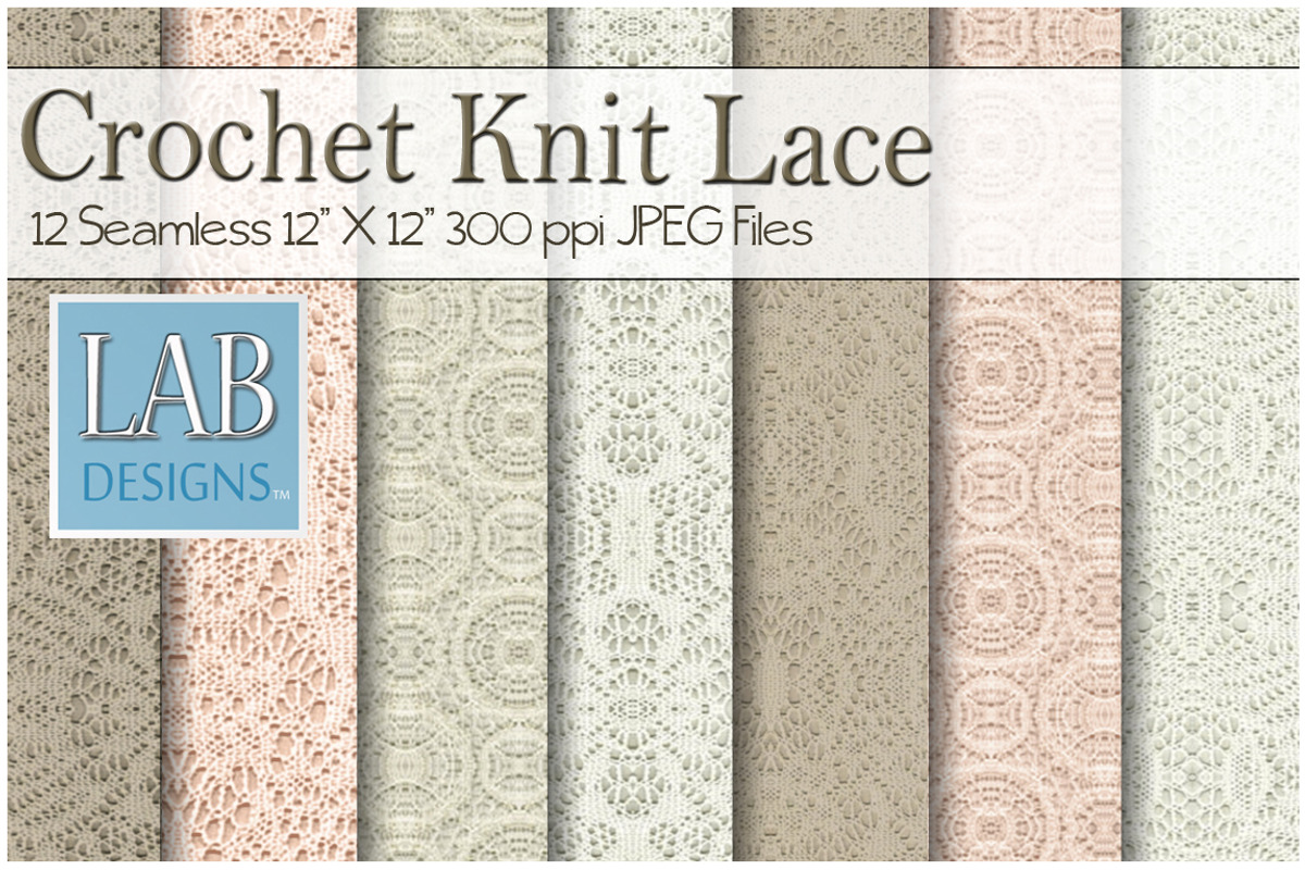 12 Vintage Crochet Lace Textures, a Texture Graphic by Lab Designs