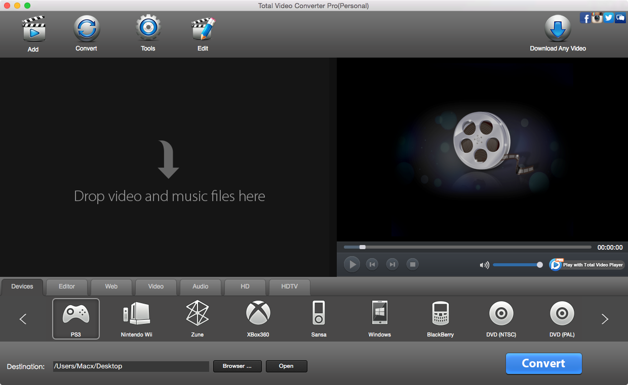 Total Video Converter Pro for Mac/PC, a Product Mockup by EffectMatrix