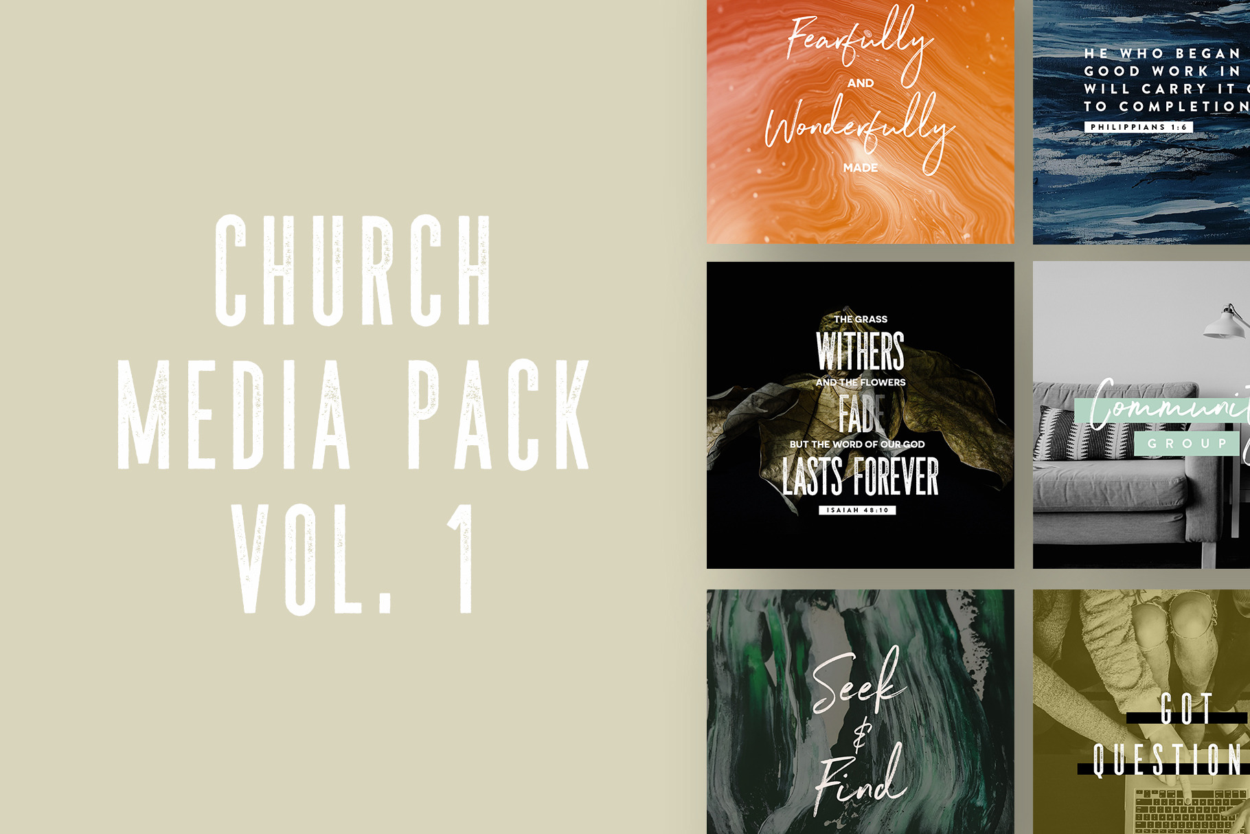 Church Media Pack Vol. 1, a Social Media Template by GetMockups