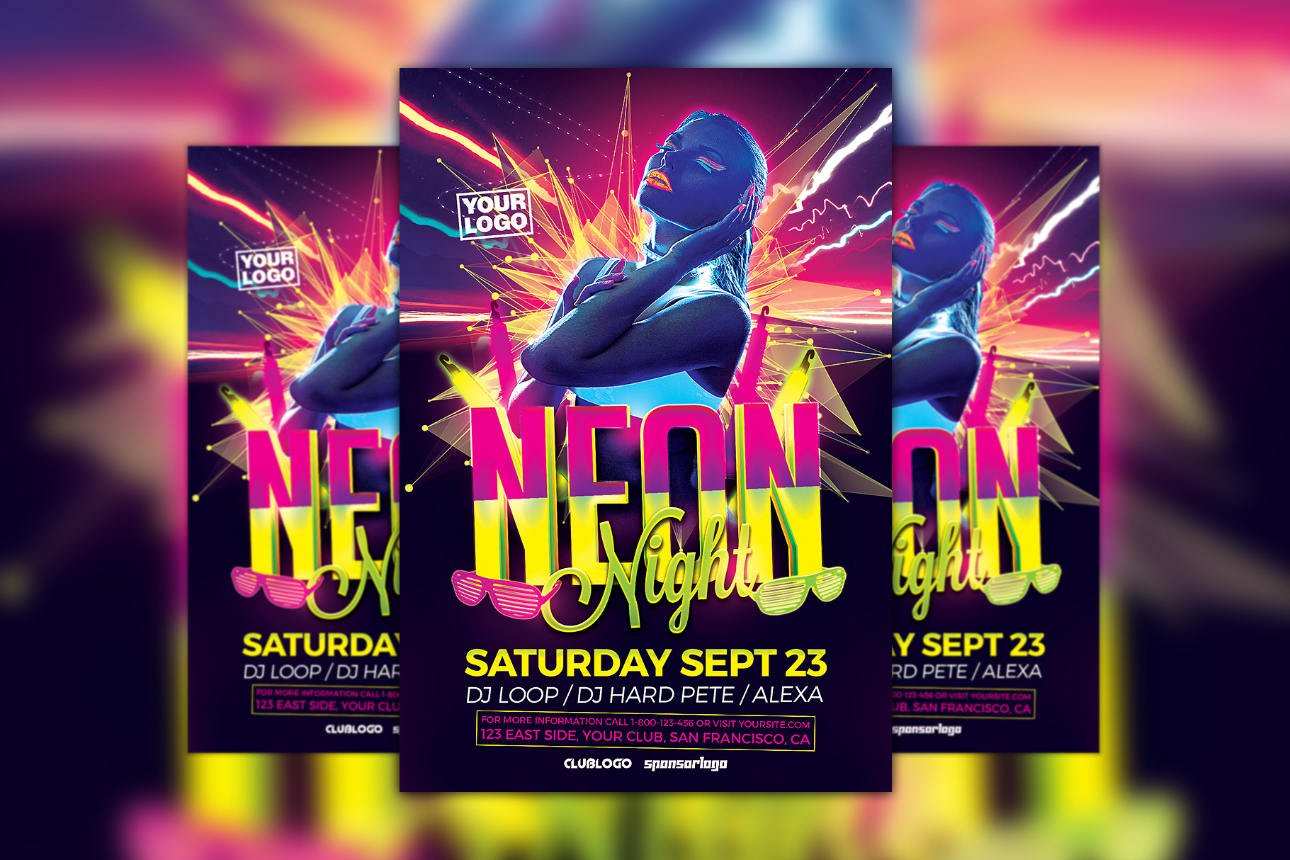 Neon Night Flyer Template, a Flyer Template by Flyermind | Creative Market