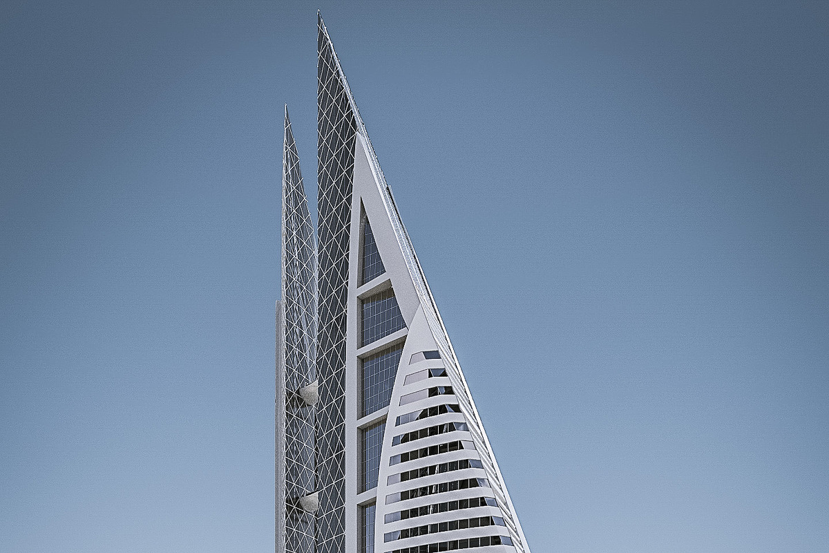 Bahrain World Trade Center, an Architecture 3D Model by 3DNUTS