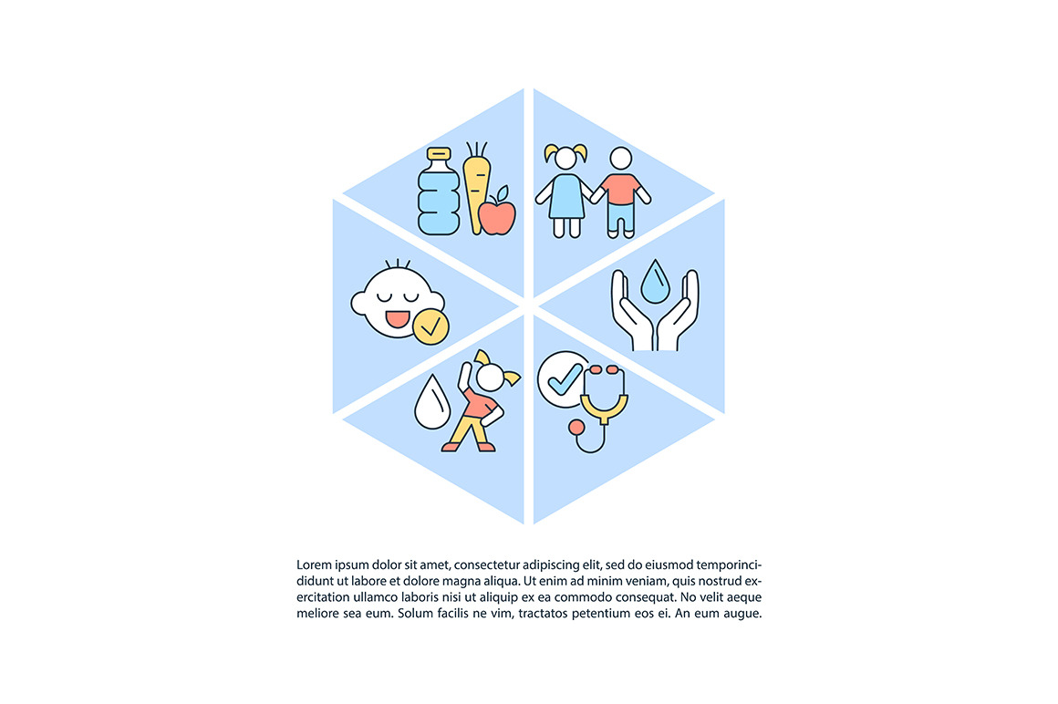 Water consumption for kids icons, an Outline Icon by bsd studio