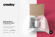 Mailing Box & Wrapping Paper Mockup, a Packaging Mockup by Creatsy
