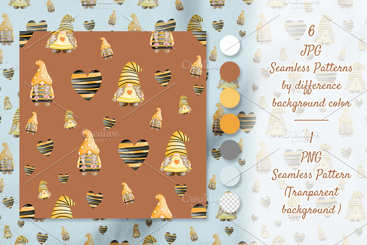 Bee Gnome Watercolor Clipart Bundle