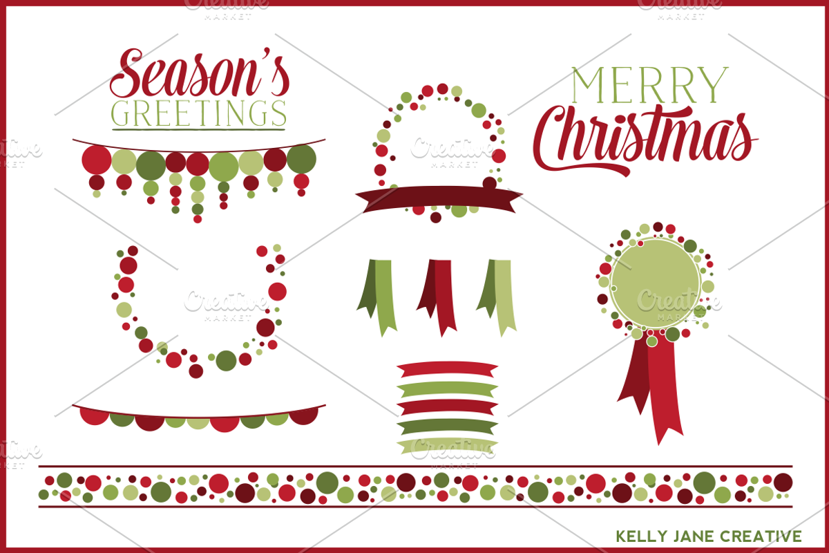 Christmas Polka Dot Clipart Vector, an Illustration by Kelly Jane Creative