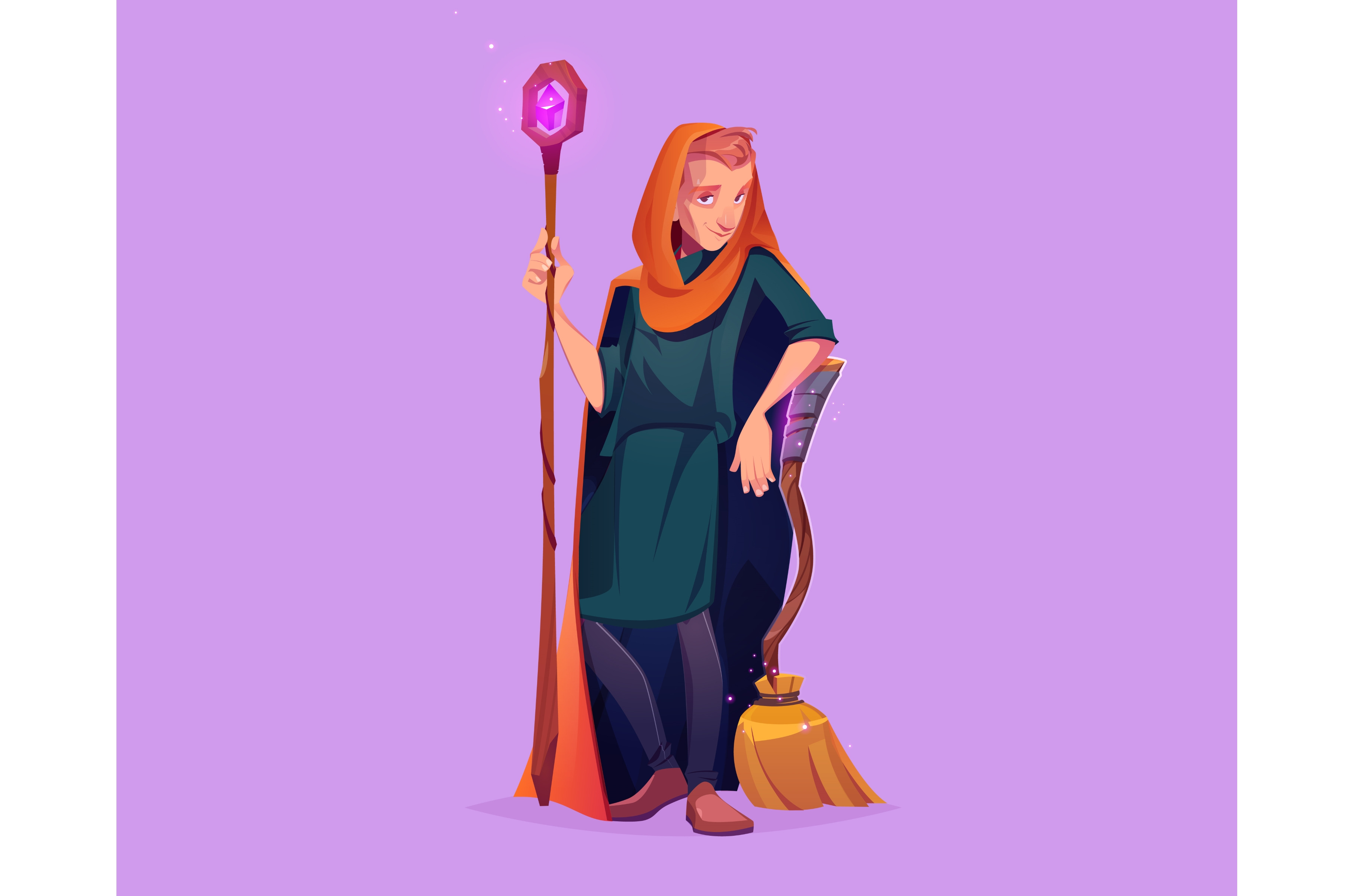 Man wizard with magic staff and, a Person Illustration by art PVP - market