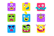 Square monsters icons, an Illustration by Dessign Sells