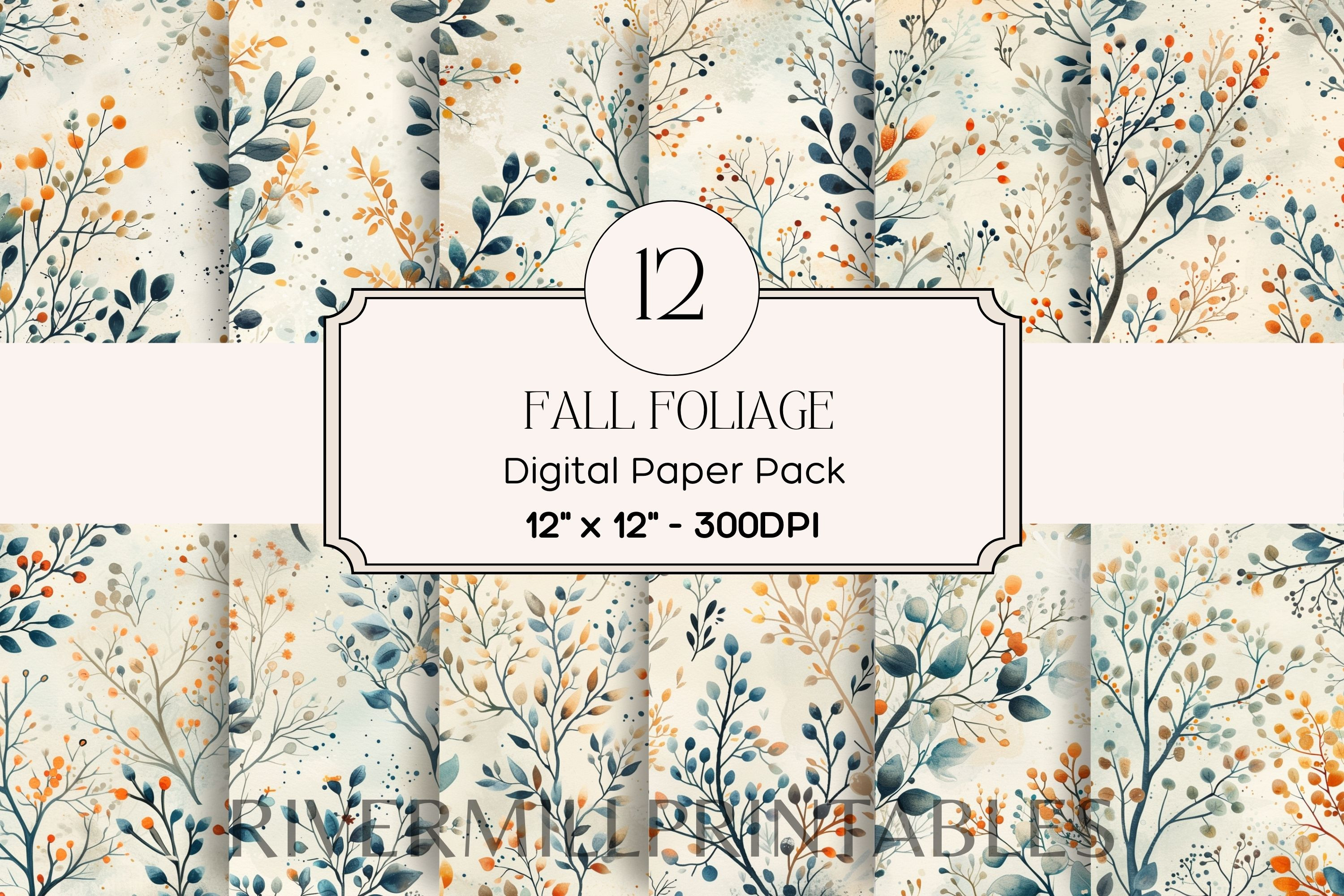Fall Foliage Digital Paper Pack, a Background Graphic by Rivermill ...