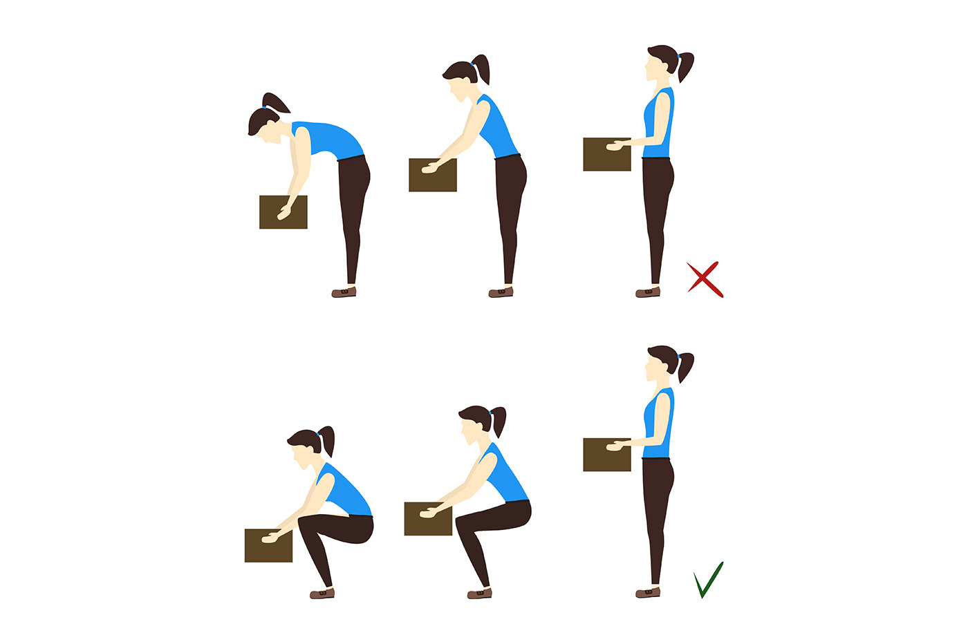 Lifting Box Correct Position. Vector, a Healthcare Illustration by ...