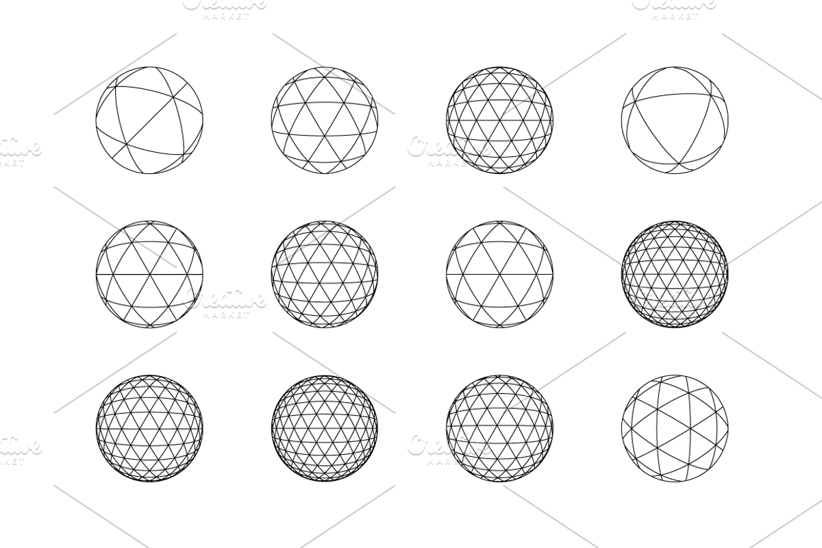 Polygon Globe Icons, a Branding & Logo Template by kloroform