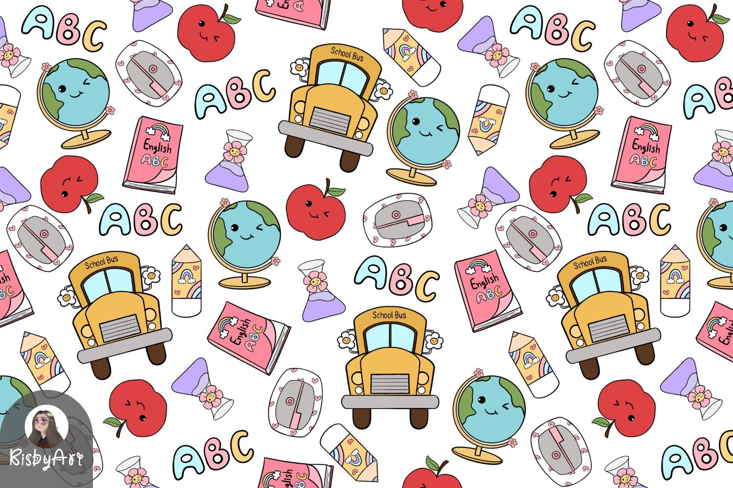 Retro Back to School Pattern, a Pattern Graphic by KisbyArt