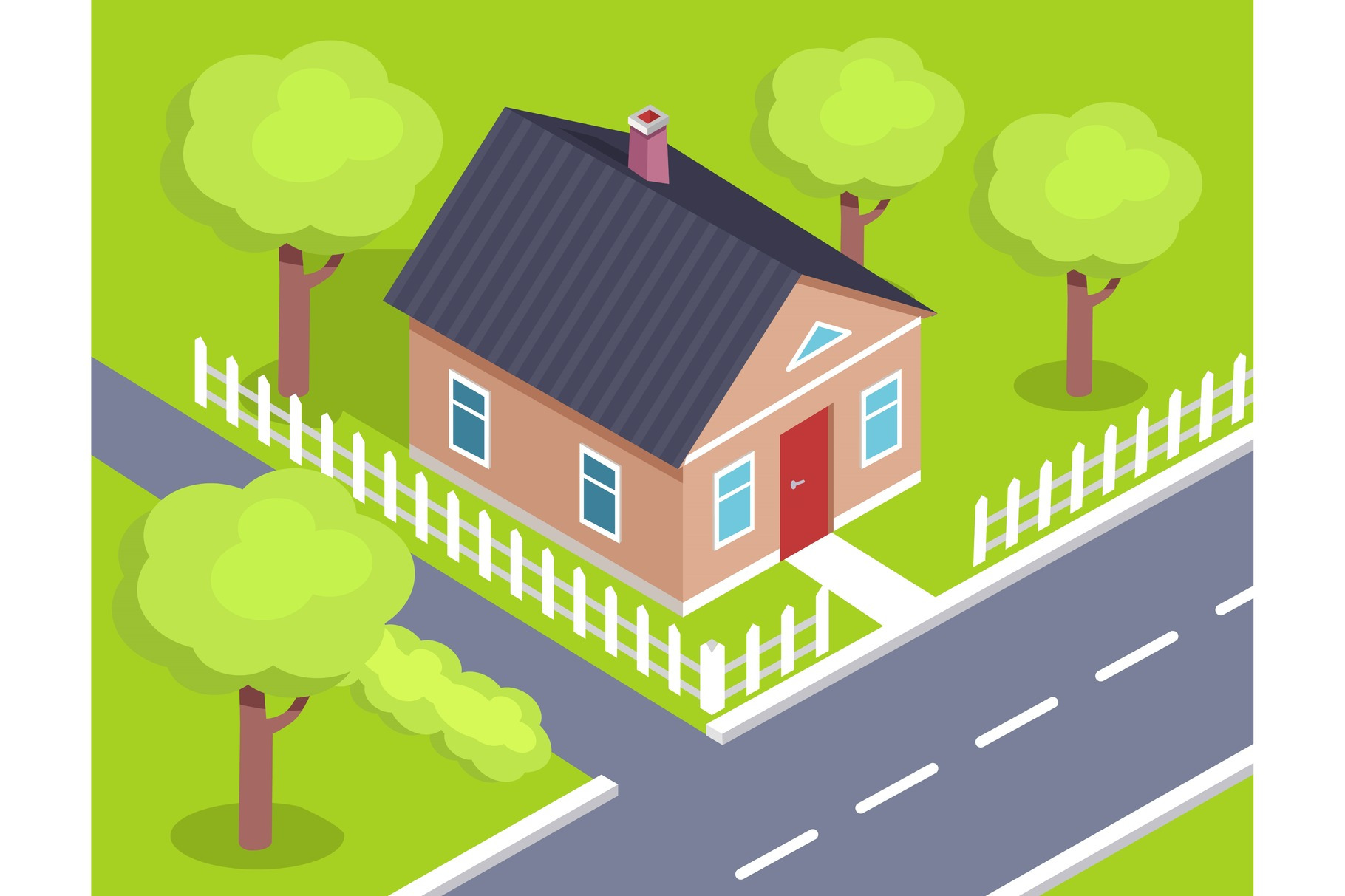 Cottage Two Storey House Side View, an Object Graphic by robuart