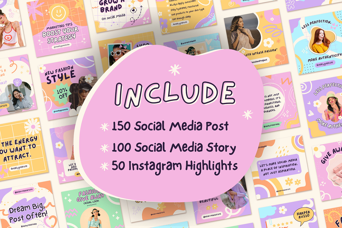 300 Pastel Rainbow Canva Templates, a Social Media Template by ...