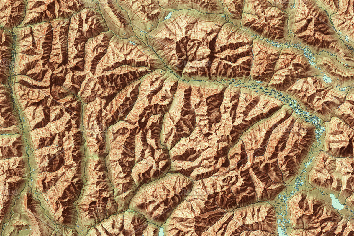 Vintage Topographic Relief Maps, a Texture Graphic by Blue Line Design