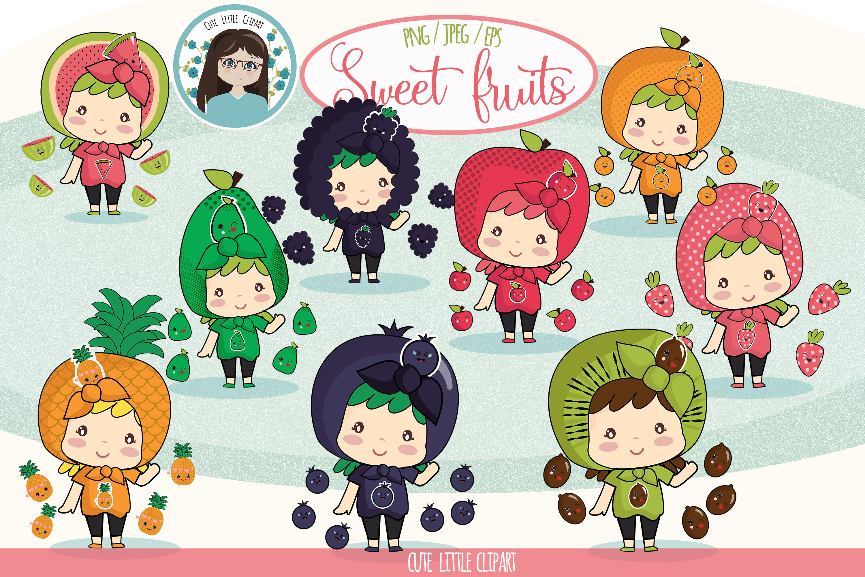 Sweet Fruit Kawaii Characters, an Illustration by Cute Little Workshop ...