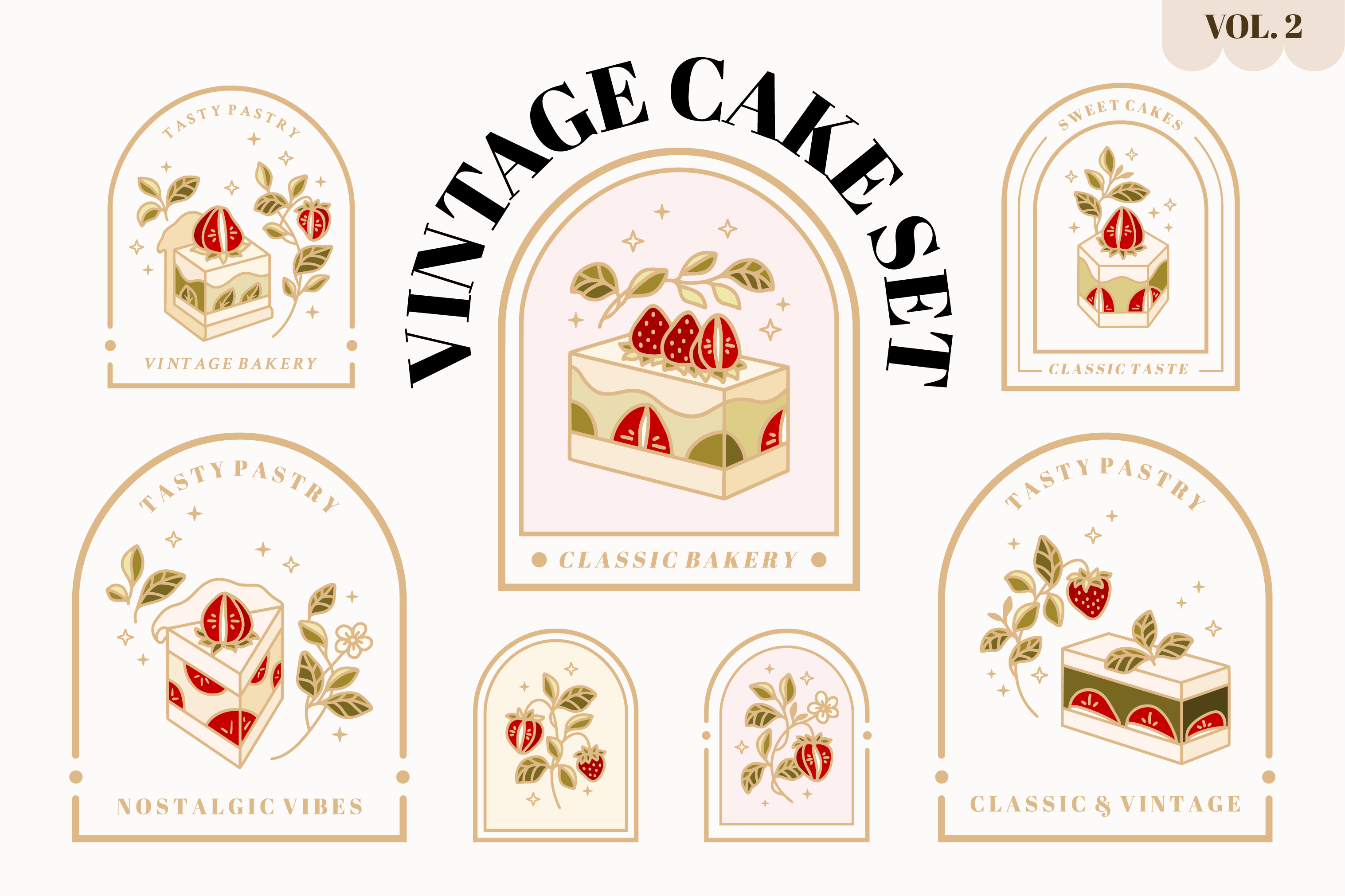 Vintage Cake Logo Set Vol. 2
