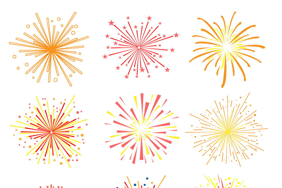 Fireworks vector illustration, an Illustration by TopVectors