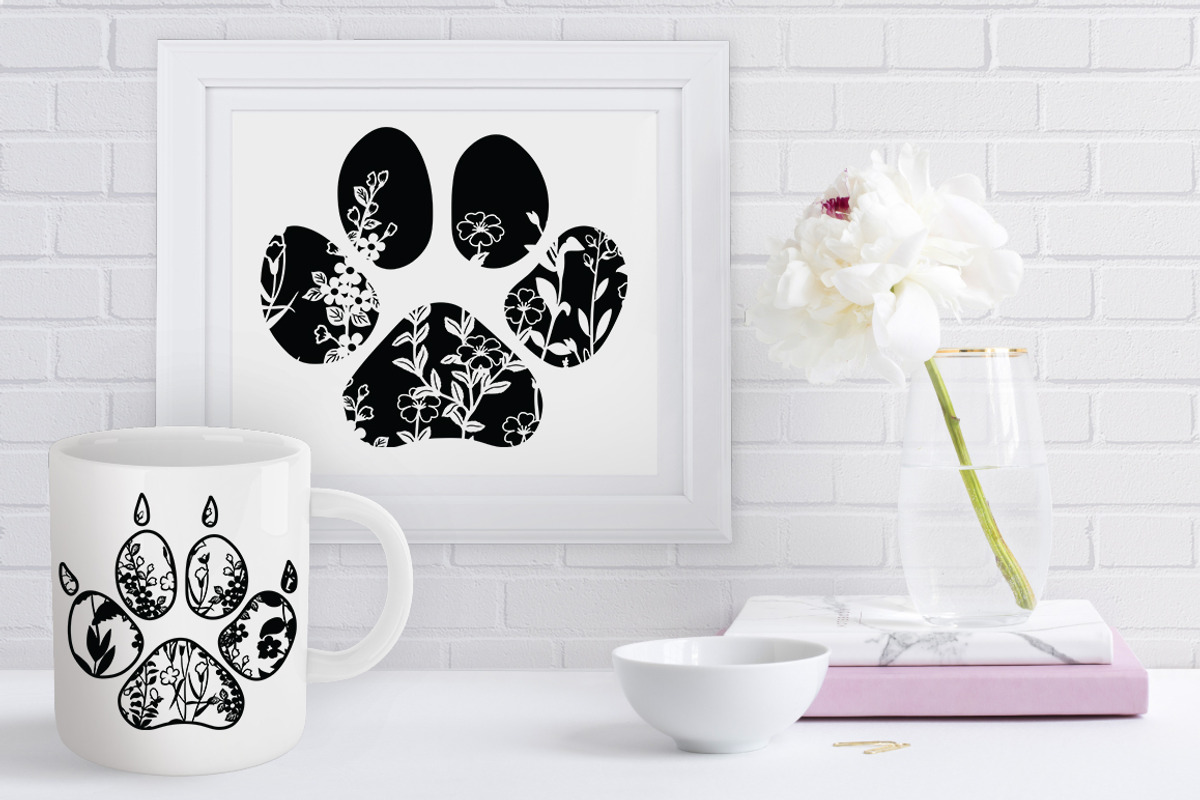 Floral Pet Paw SVG, Dog SVG, Cat SVG, an Animal Illustration by Doodle ...