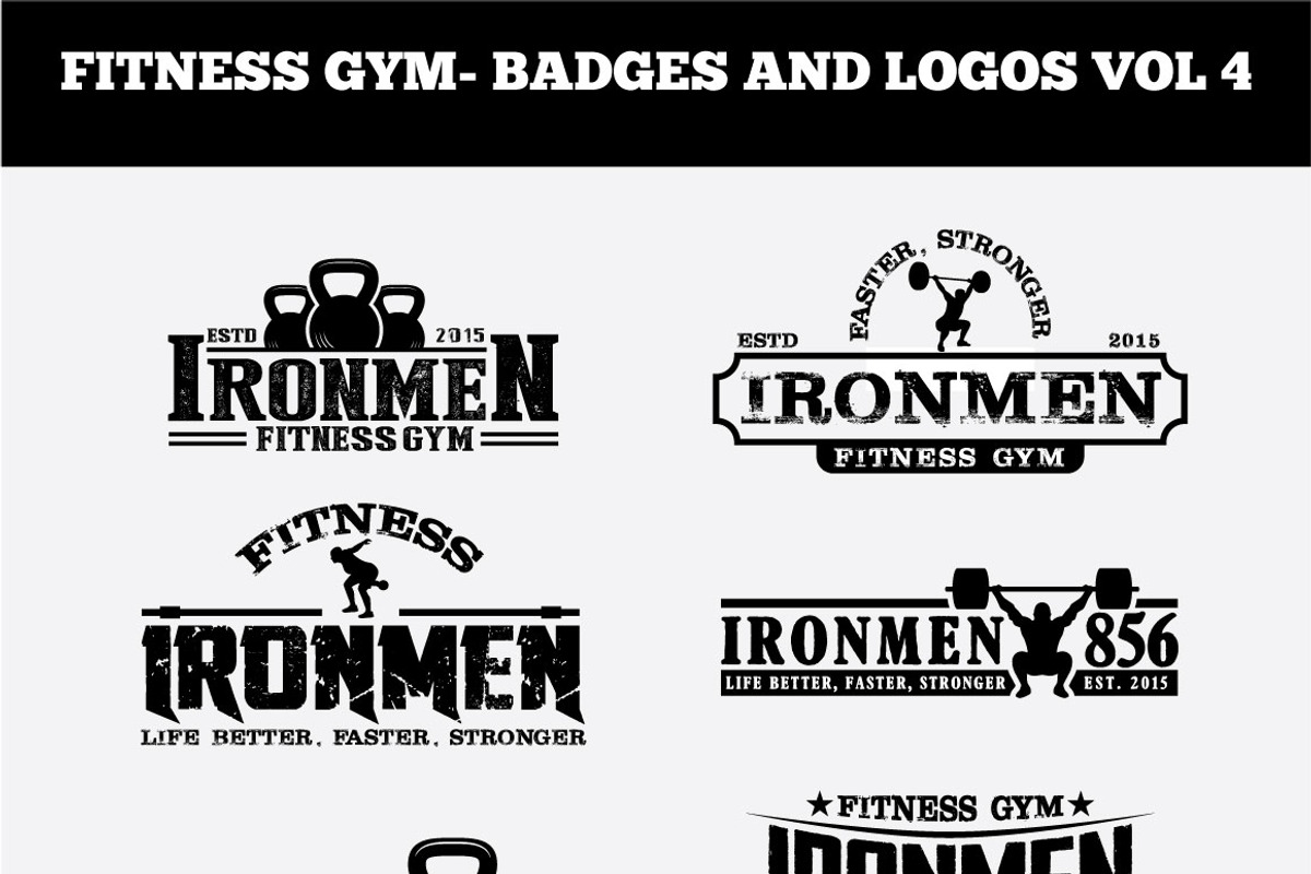FITNESS GYM- BADGES AND LOGOS VOL4, a Branding & Logo Template by shazi
