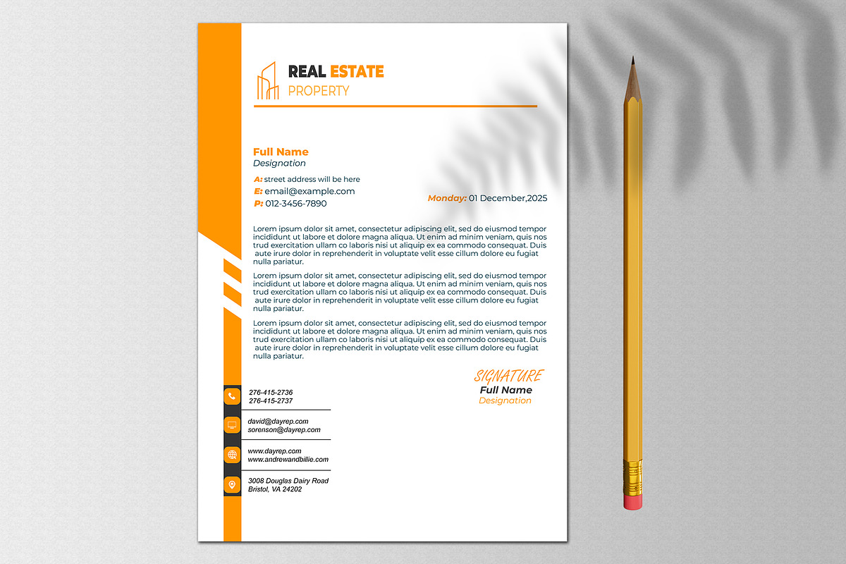 Clean Letterhead Layout PSD