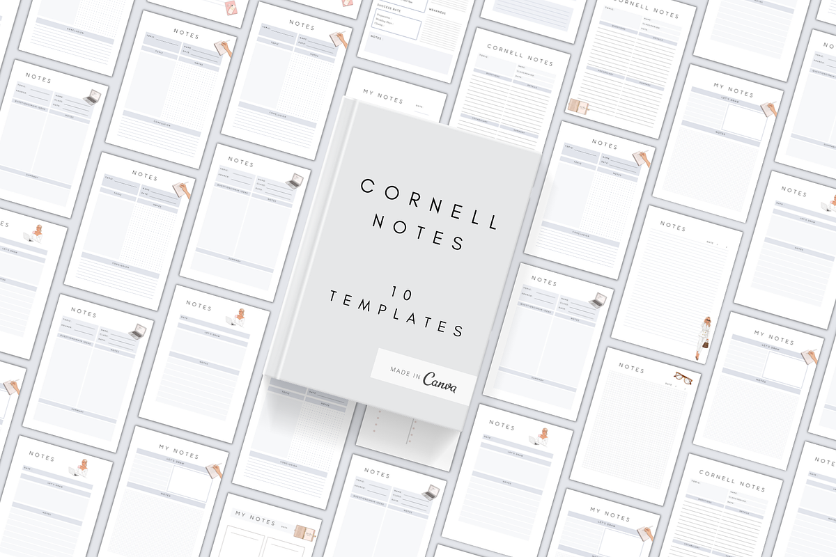 Digital Cornell Note Pages Printable, a Stationery Template by BRANDcontent