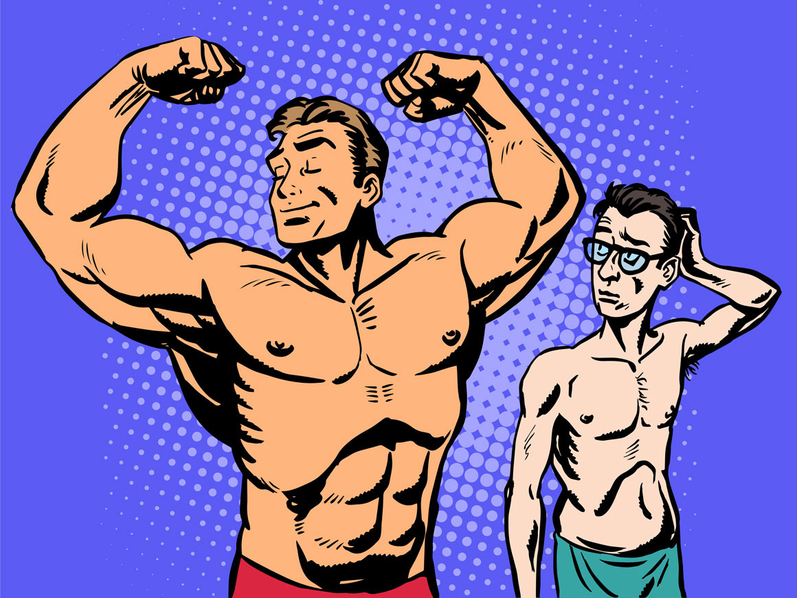 Bodybuilder and thin man sport, a Sport Illustration by studiostoks