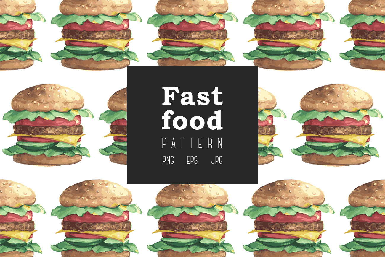 Fast Food Pattern, a Pattern Graphic by Anastasiya Danilina | Creative ...