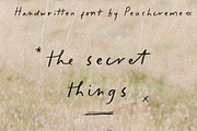 the secret things// handwritten font, a Handwritten Font by PeachCreme