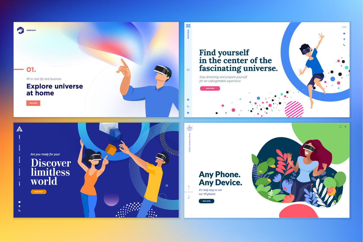 Virtual reality web design template, a Templates & Theme by PureSolution