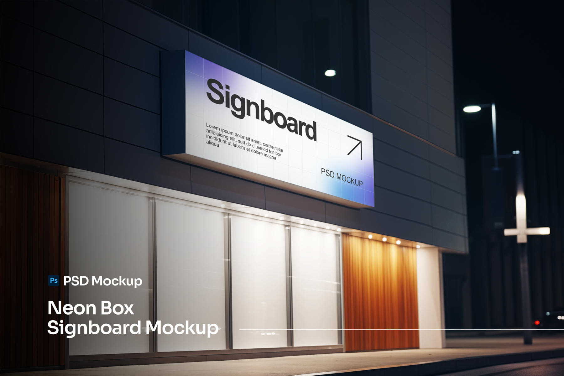 Neon Box Signboard Mockup, an Advertising Mockup by sweetmaroon.studio