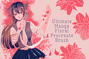 Manga floral procreate brush kit, a Brush Add-On by Meisanmui