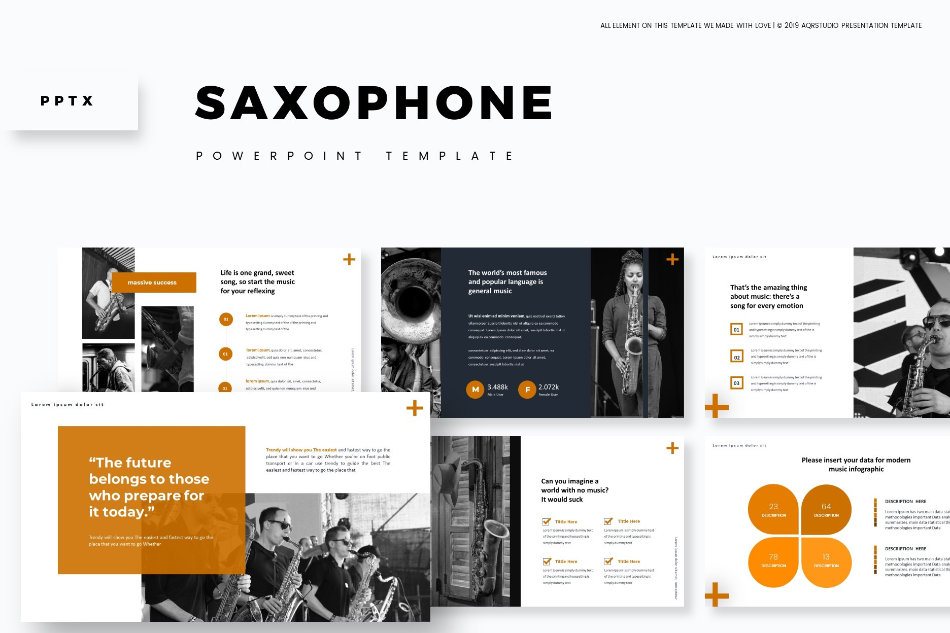 Saxophone - Powerpoint Template, a Presentation Template by AQR Studio
