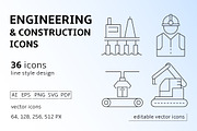 Engineering & Construction Icons Set, an Outline Icon by Designfour ...