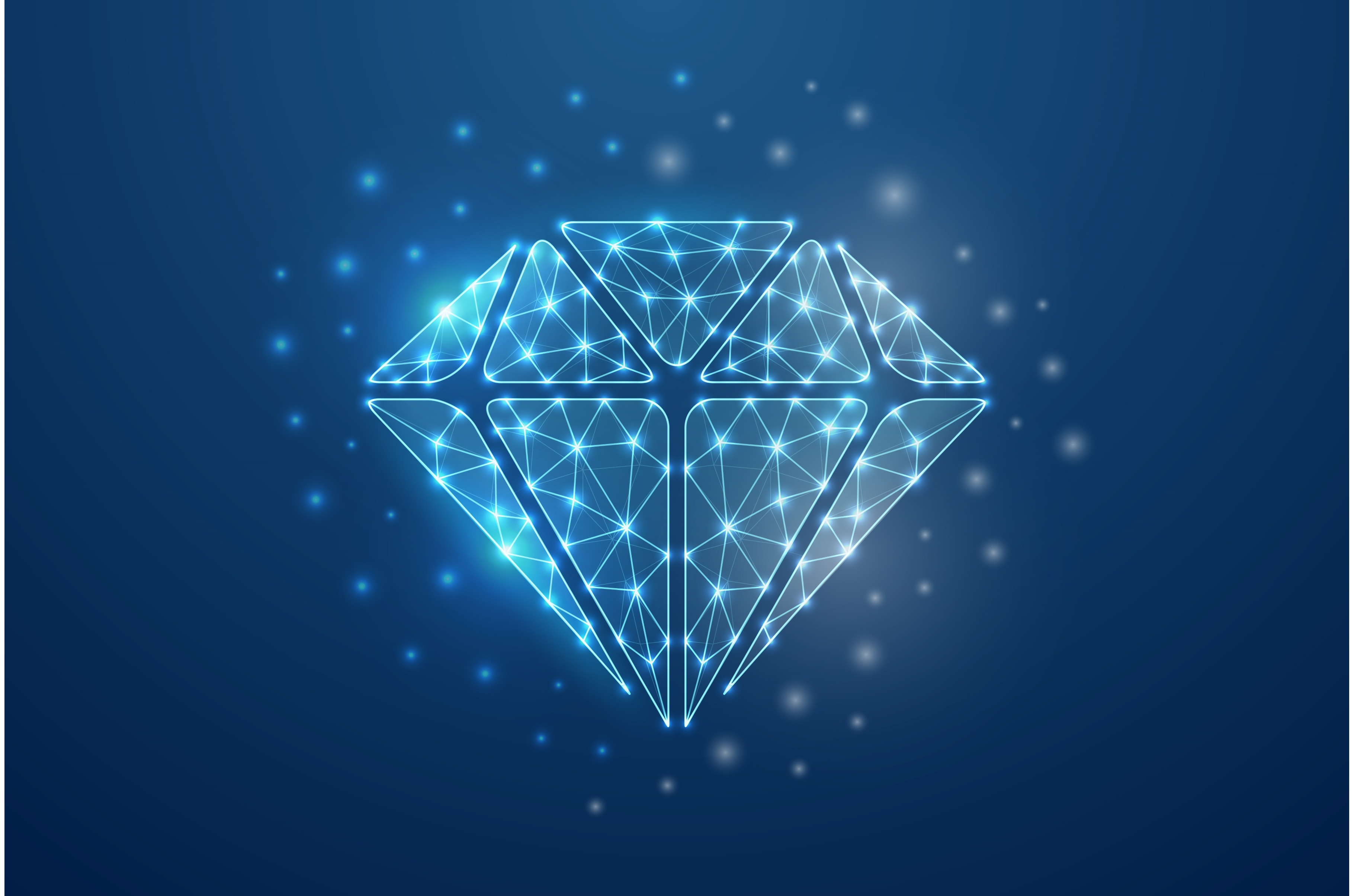 Diamond 3d blue low poly symbol, an Illustration by GraphiShop