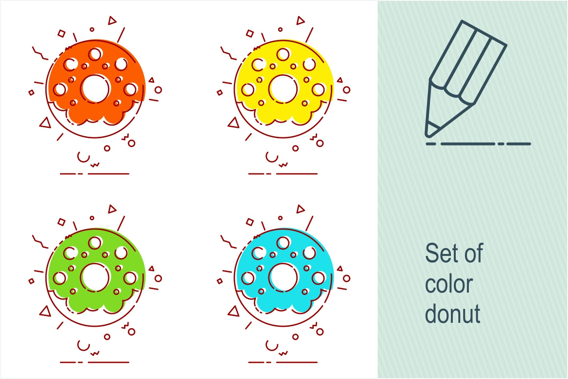Set of color donut, a Food Illustration by Quarta