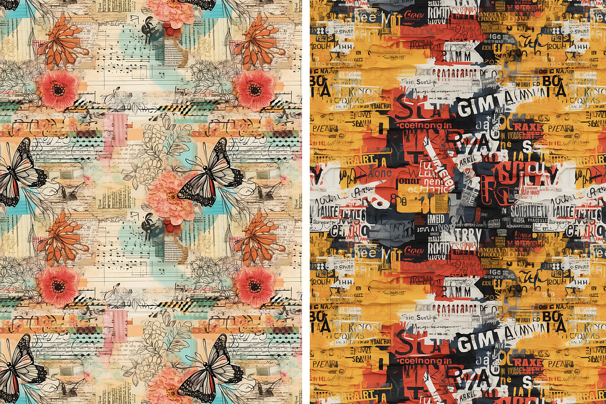 Mixed media art seamless patterns, a Pattern Graphic by Bubert Art