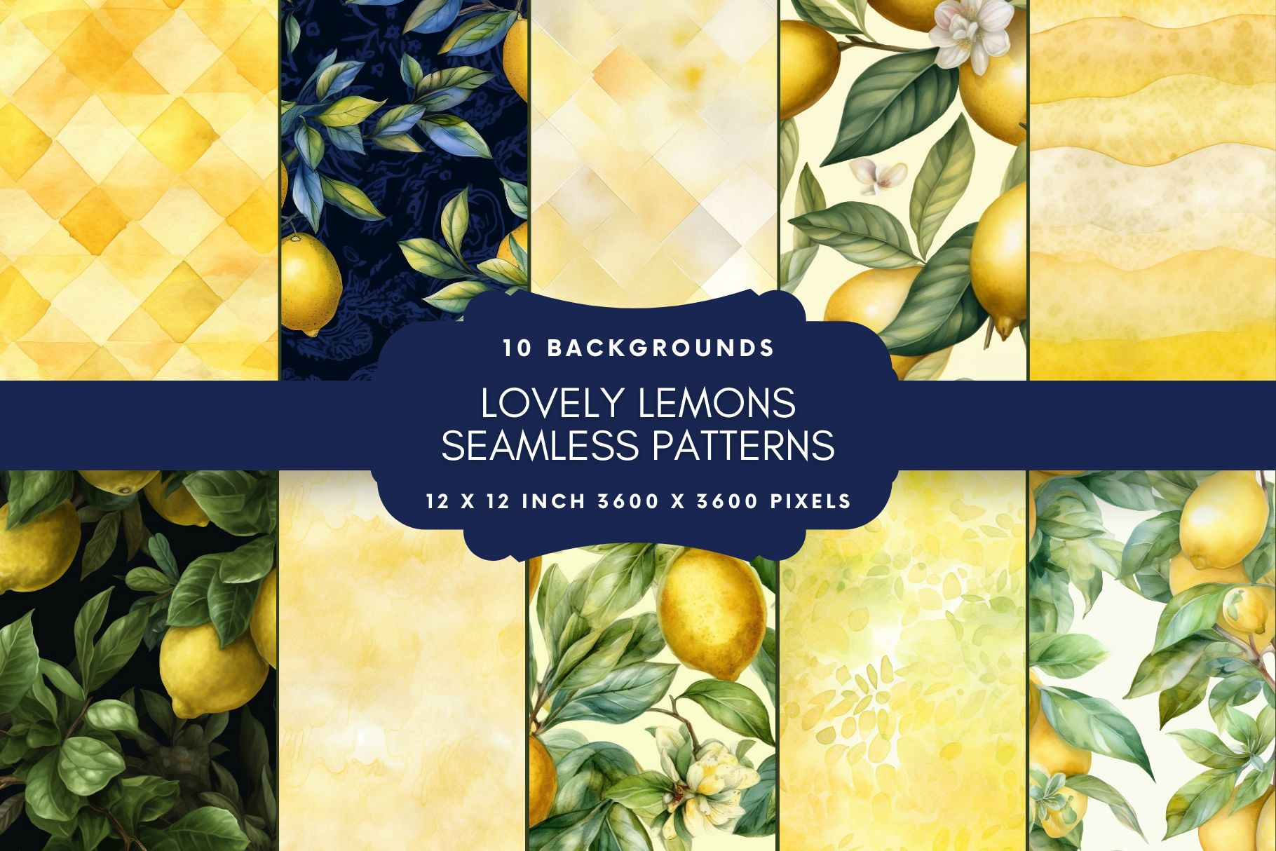 Lovely Lemons Seamless Patterns, a Pattern Graphic by NadiaTheronArt