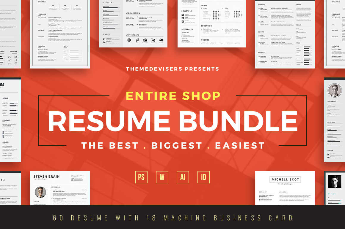 ENTIRE SHOP !! Resume/CV Bundle, a Resume Template by ThemeDevisers