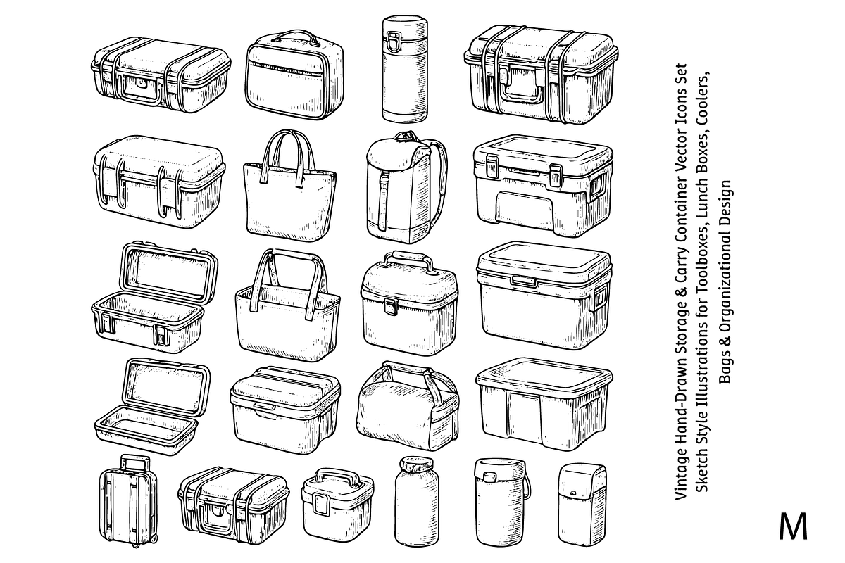 Storage & Carry Container Icons Set, an Object Graphic by Sempu