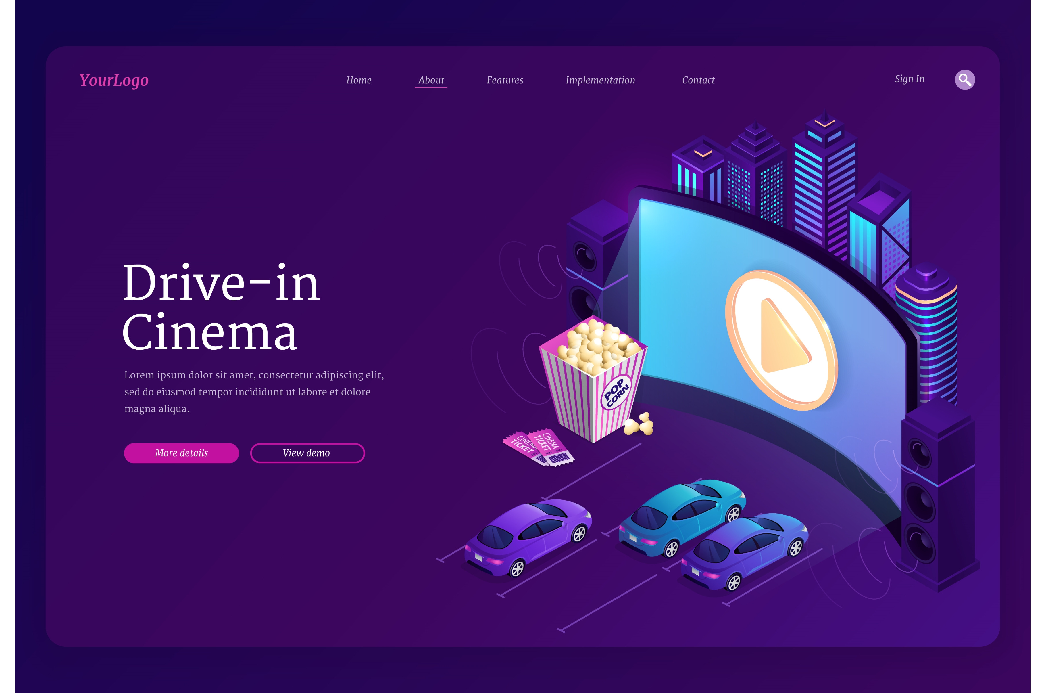 Drive-in movie theater with cars, a Technology Illustration by art PVP ...