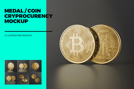 Custom Gold Coin Mockup, a Product Mockup by OneVectorStock