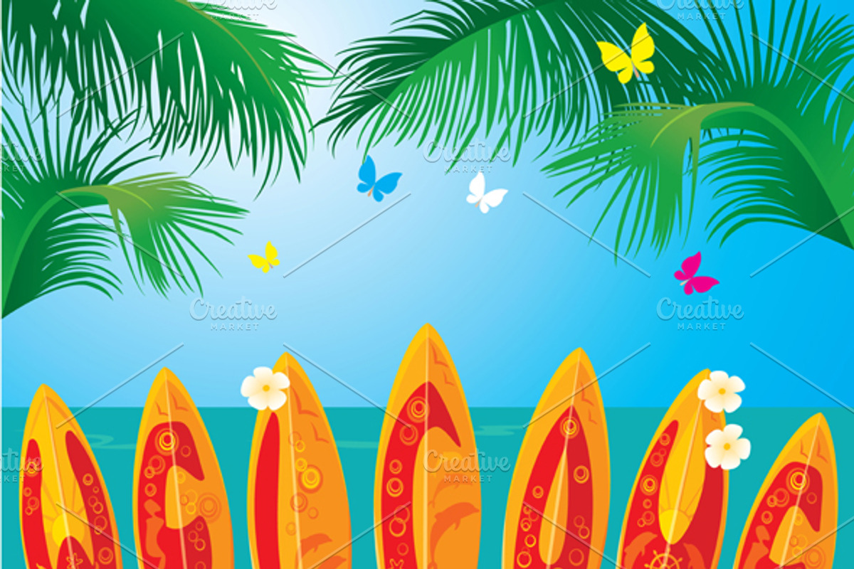 surf boards - alphabet and cards, an Illustration by Lian-art