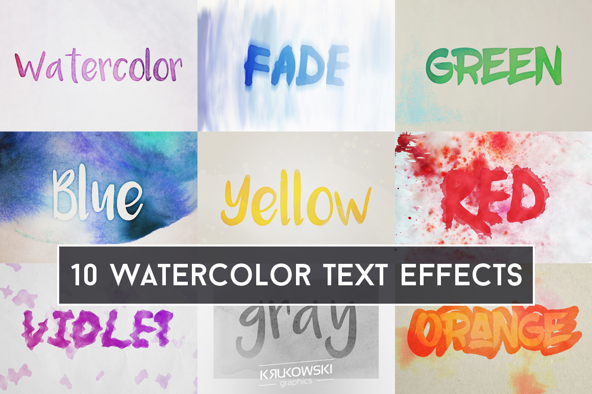 Watercolor Text Effects Mockup, a Mockup by Krukowski Graphics