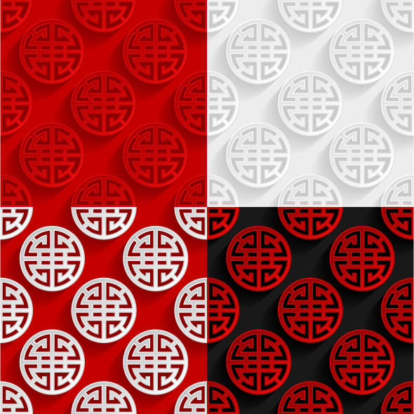 Set of Chinese seamless patterns, a Pattern Graphic by Absent A