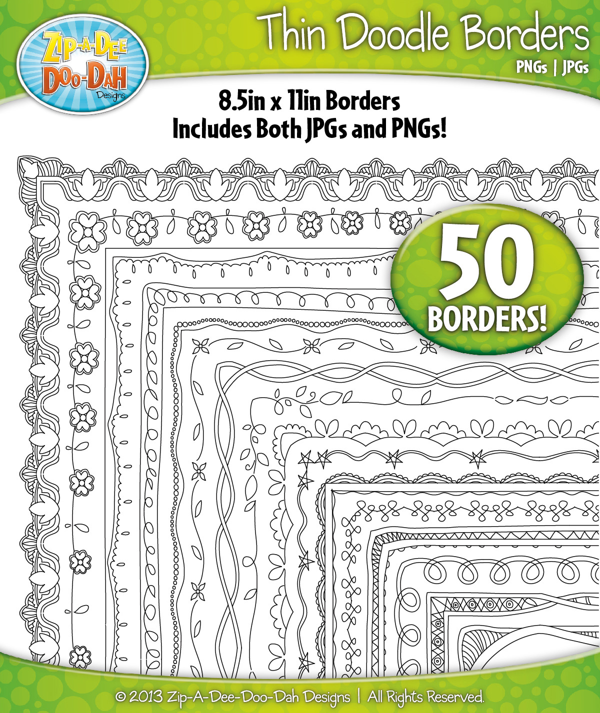 Thin Doodle Frame Borders Set 4 | Graphics ~ Creative Market