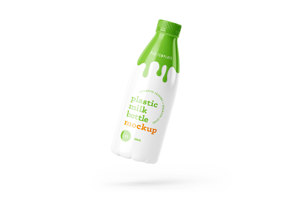 Plastic Yogurt & Milk Bottle Mockup, a Cups & Container Mockup by Deeplab