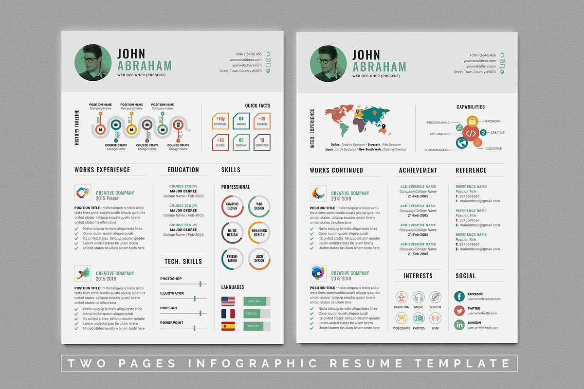 Info-graphic Resume/CV, a Resume Template by White Graphic